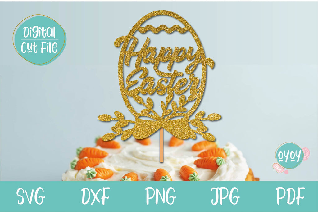 Happy Easter SVG | Easter Cake Topper SVG - So Fontsy