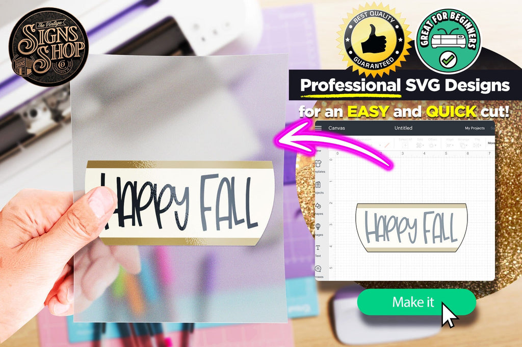 Happy Fall Cute | FALL SVG Sign - So Fontsy