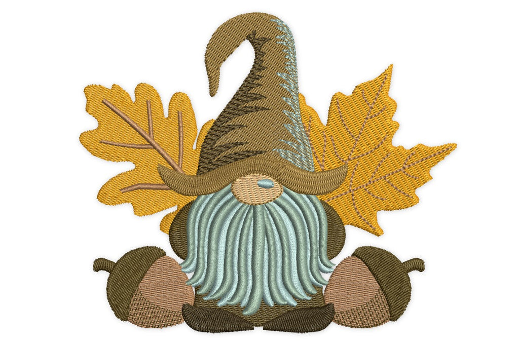 Happy Fall Gnome Embroidery Design. Autumn Thanksgiving Gnome. Leafs ...