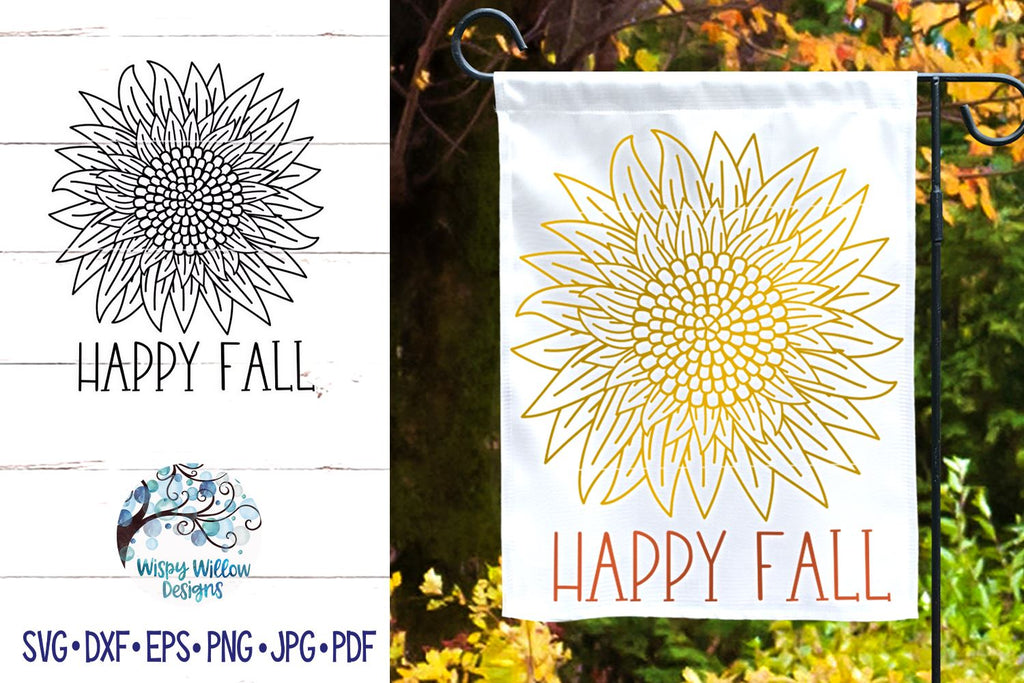 Happy Fall Sunflower SVG - So Fontsy