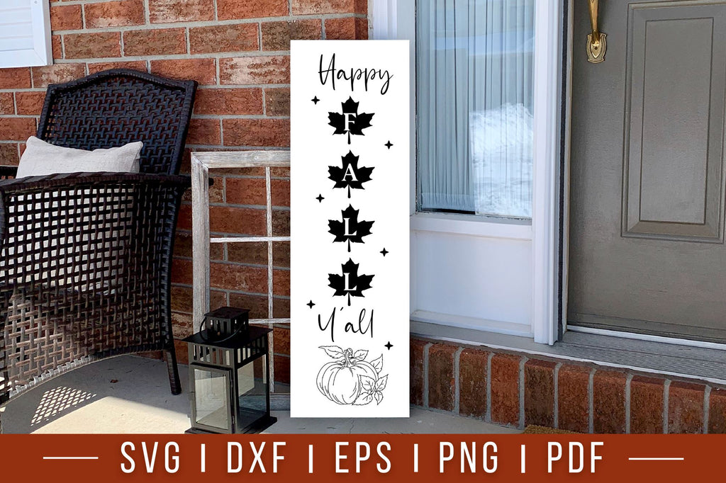 Happy Fall Y'all SVG - Fall Farmhouse Sign SVG - So Fontsy