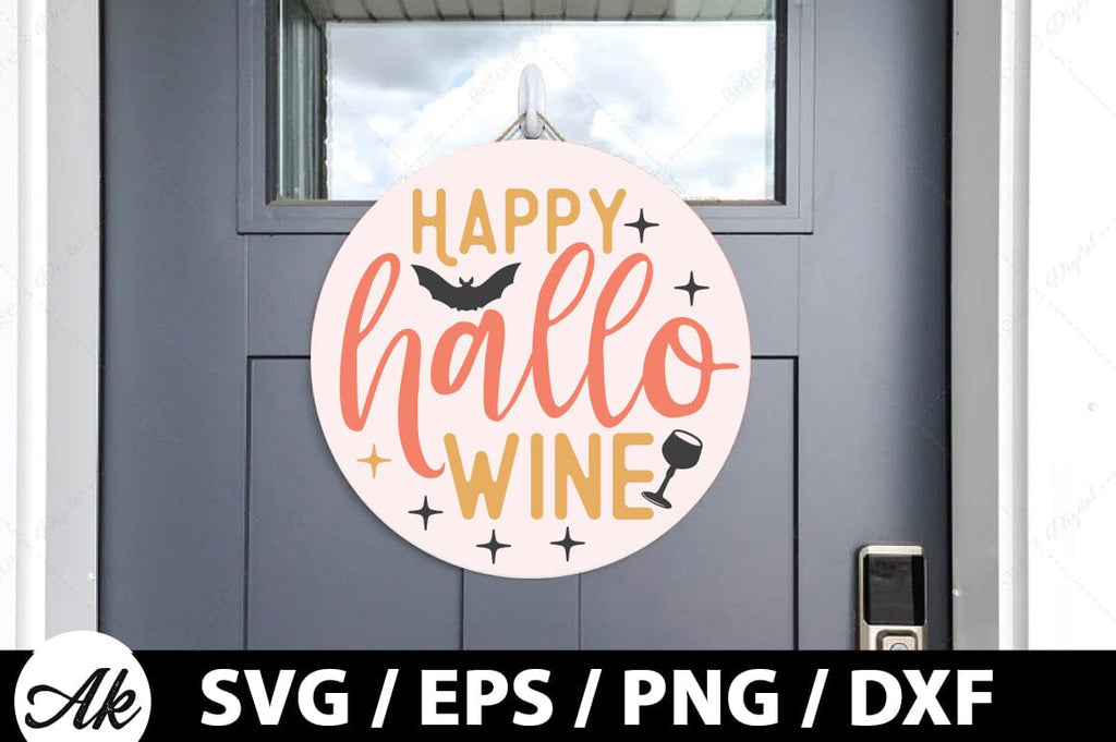 Happy hallo wine Round Sign SVG - So Fontsy