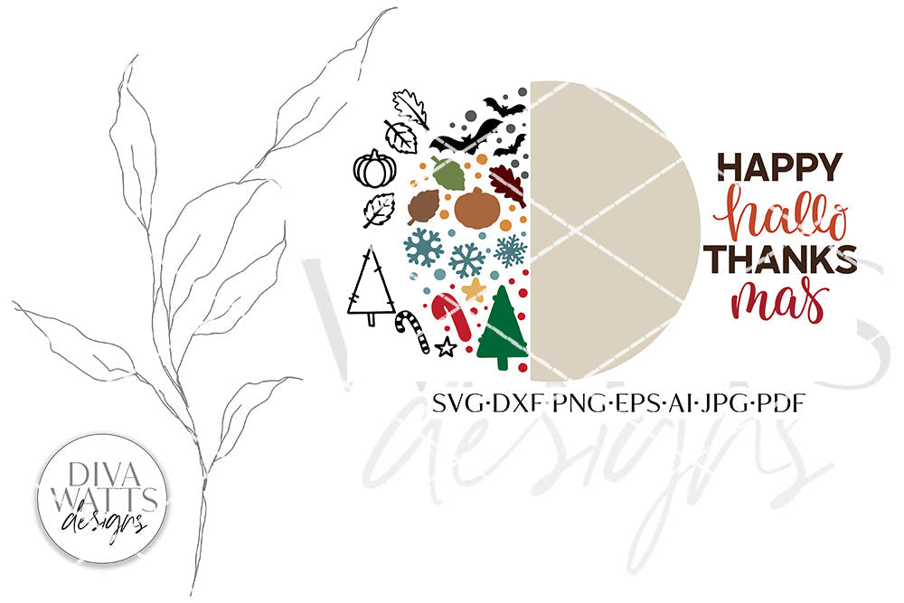 Happy HalloThanksMas SVG | Funny Halloween Thanksgiving Christmas Door ...
