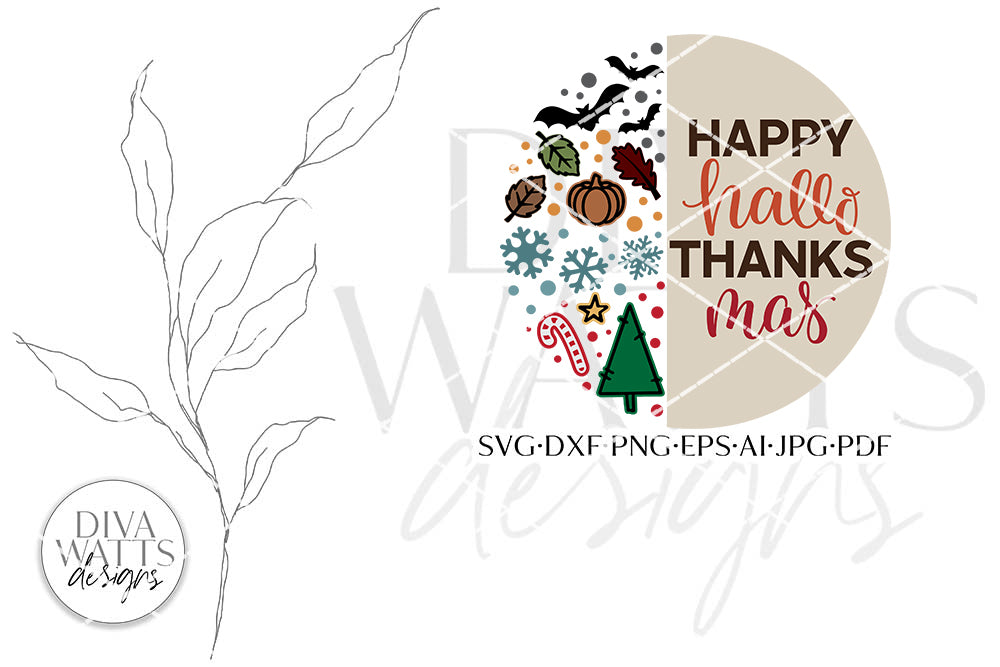 Happy HalloThanksMas SVG | Funny Halloween Thanksgiving Christmas Door ...