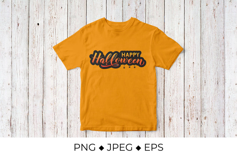 Happy Halloween s calligraphy hand lettering and silhouette of spiders ...