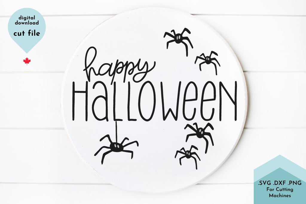 Happy Halloween Spiders SVG Cut File Hand Drawn - So Fontsy