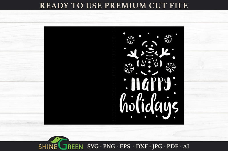 Happy Holidays Card Template SVG Cut FIle - So Fontsy