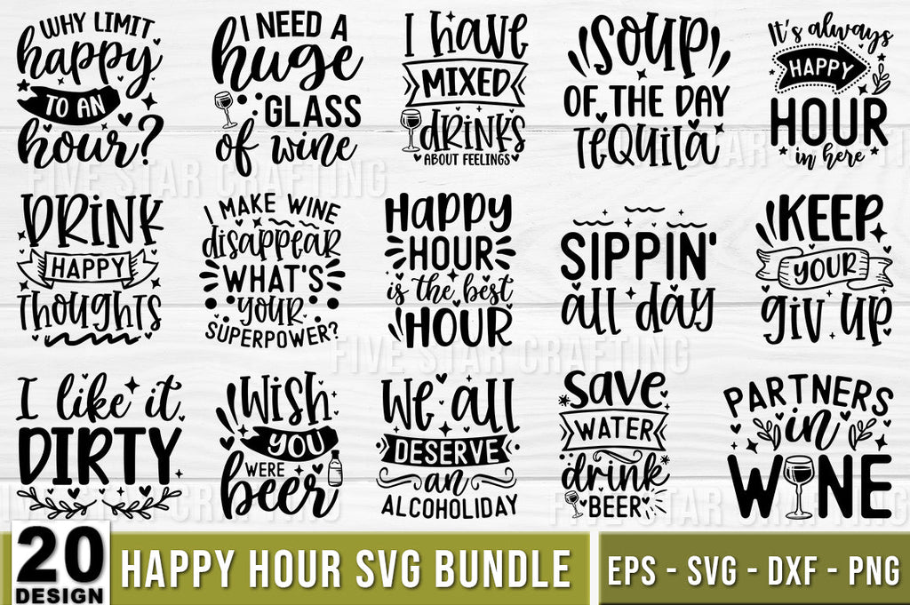 Happy hour SVG bundle - So Fontsy