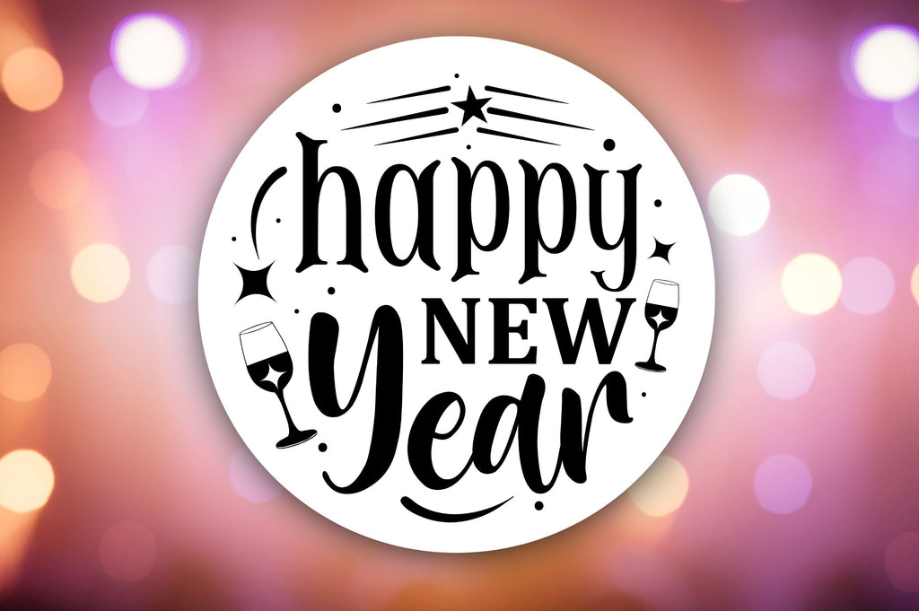 Happy New Year Round Sign Bundle - So Fontsy