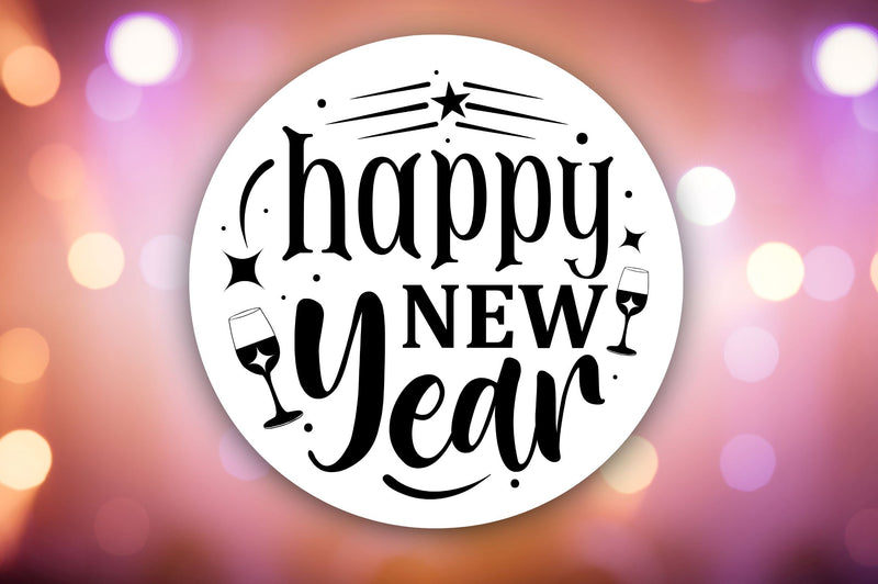 Happy New Year Round Sign Bundle - So Fontsy