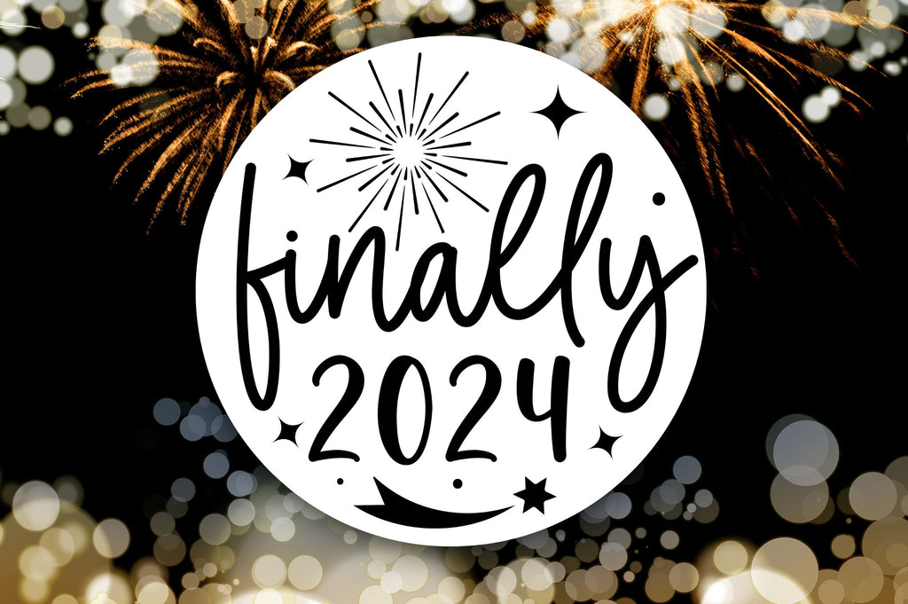 Happy New Year Round Sign Bundle - So Fontsy
