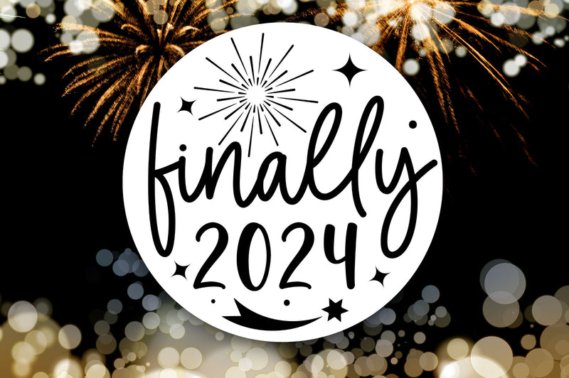 Happy New Year Round Sign Bundle - So Fontsy