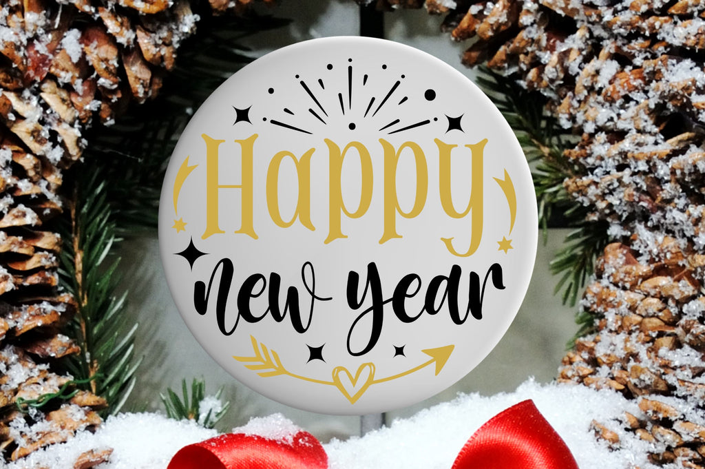 Happy New Year Round Sign svg Bundle - So Fontsy