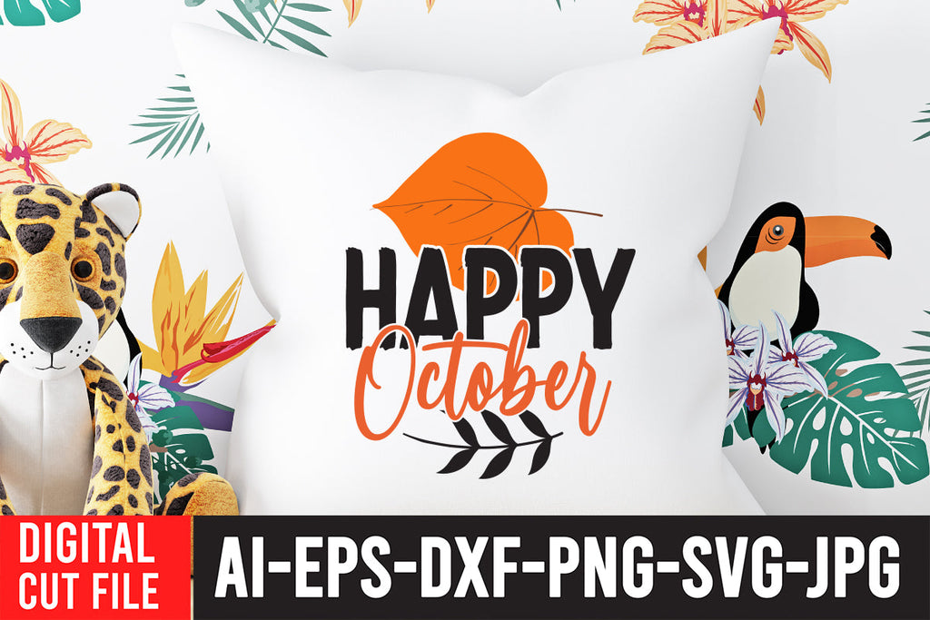 Happy October SVG Cut File , Fall SVG Bundle - So Fontsy