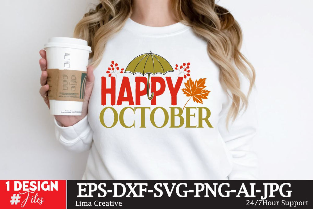 Happy October SVG Cute File - So Fontsy