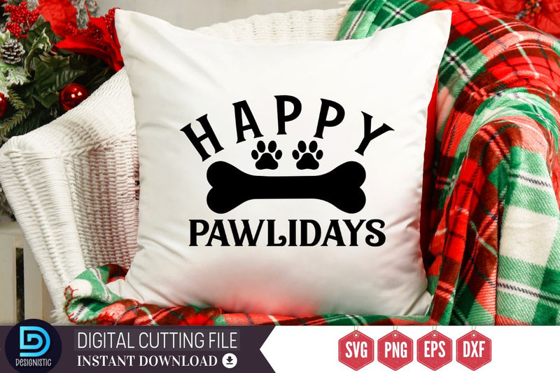 Happy pawlidays SVG, Happy pawlidays - So Fontsy