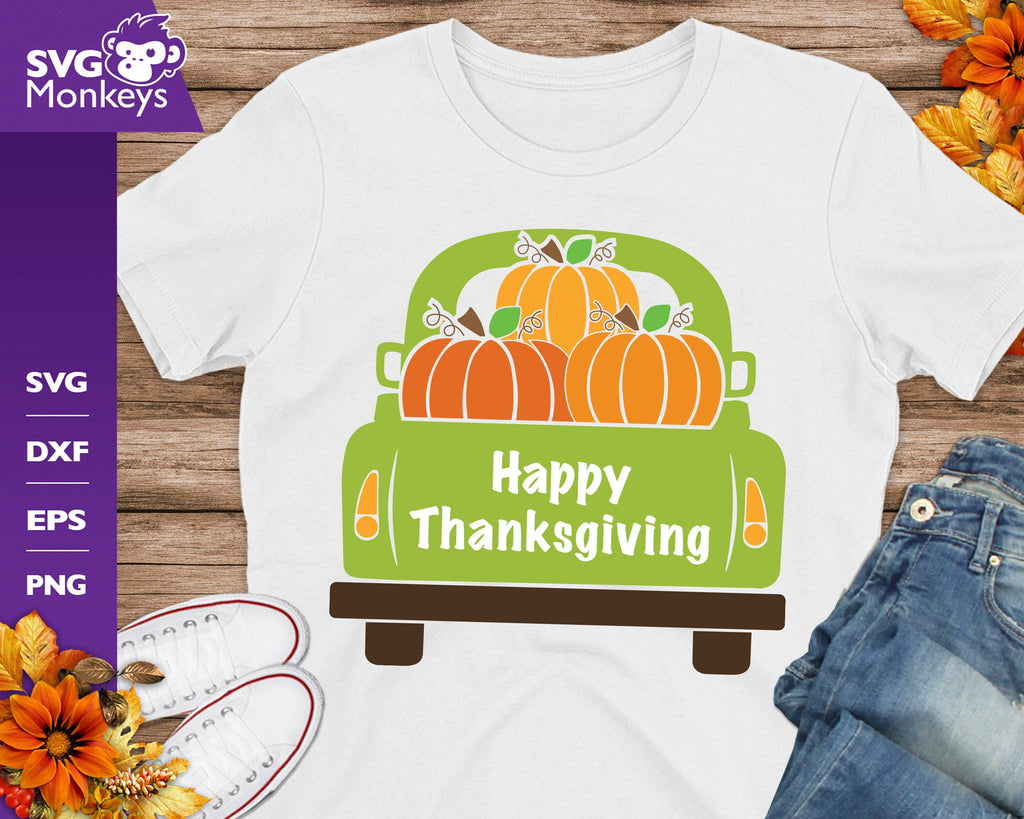 Happy Thanksgiving Truck Svg, Fall Truck Svg - So Fontsy