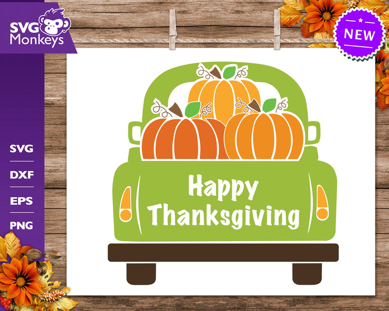 Happy Thanksgiving Truck Svg, Fall Truck Svg - So Fontsy