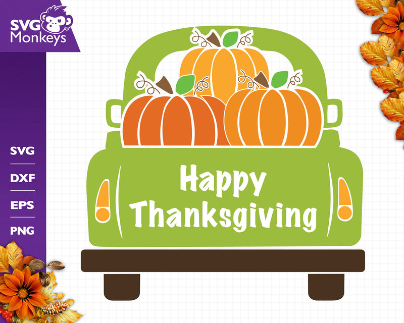 Happy Thanksgiving Truck Svg, Fall Truck Svg - So Fontsy
