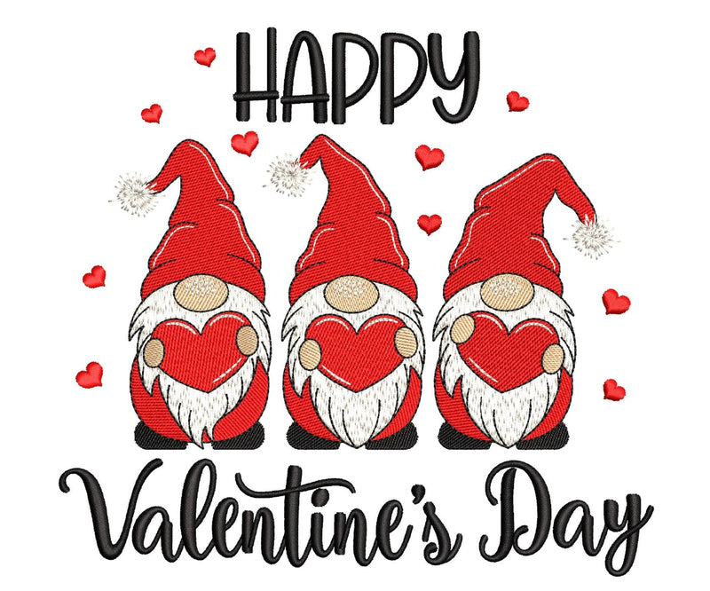 Happy Valentine's Day Gnomes Embroidery Design, 5 sizes, Instant ...