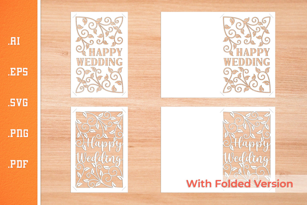 Happy Wedding Insert Card SVG 1 - Postcard size - So Fontsy