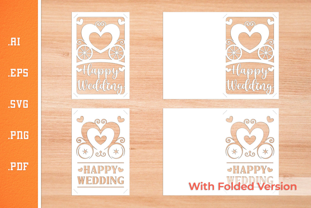 Happy Wedding Insert Card Paper Cut SVG 3 - Postcard Size - So Fontsy