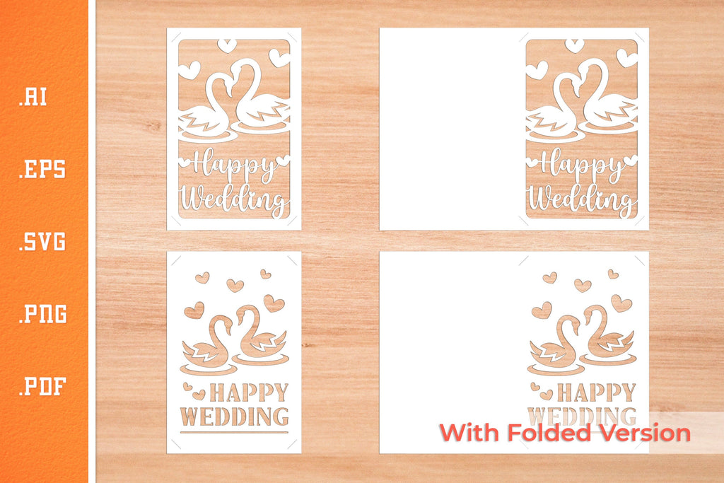 Happy Wedding Insert Card Paper Cut SVG 4 - Postcard Size - So Fontsy