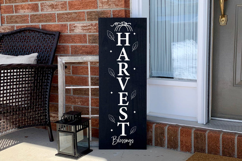 Harvest Blessings, Fall Porch Sign SVG - So Fontsy