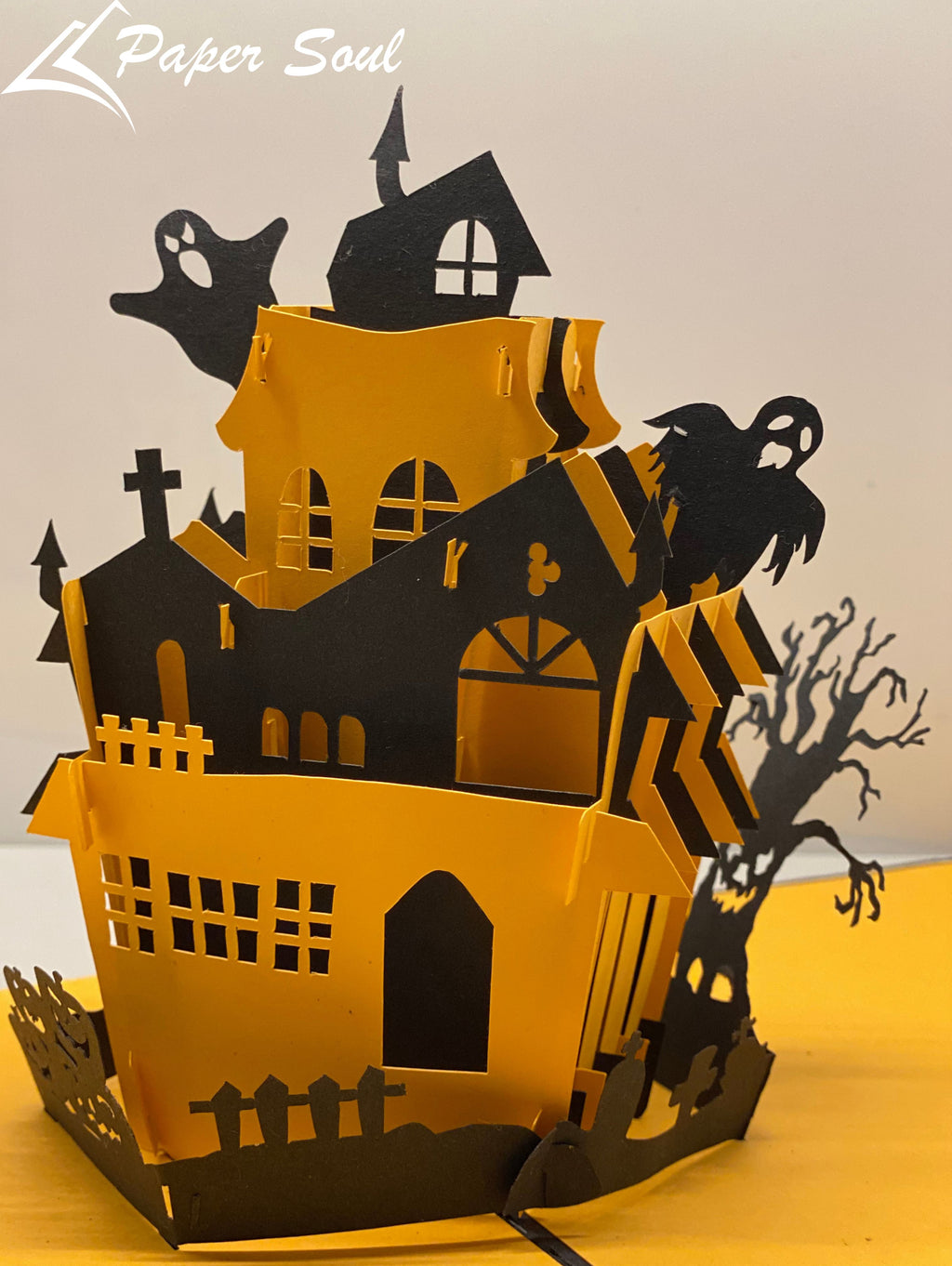 Haunted house pop-up card template | Halloween pop-up card template ...