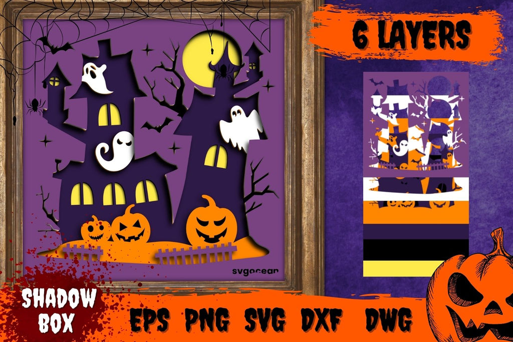 Halloween Shadow Box Svg - So Fontsy