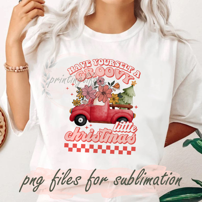 Have Yourself A Groovy Little Christmas Png, Christmas Truck Design Png ...