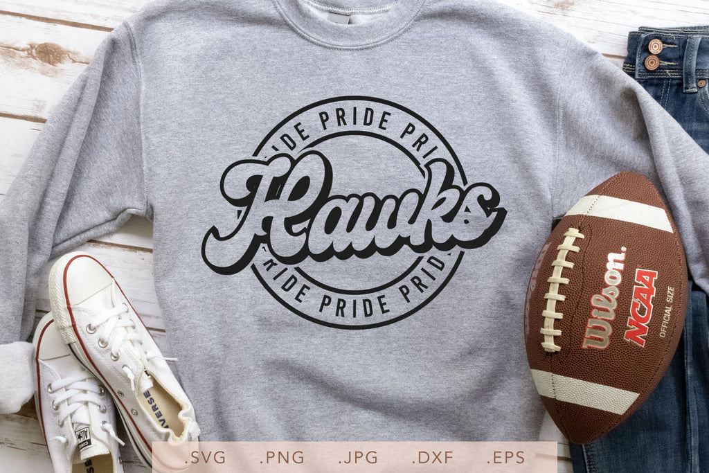 Hawks Pride Round Vintage SVG DXF JPG PNG EPS | School Team Spirit ...