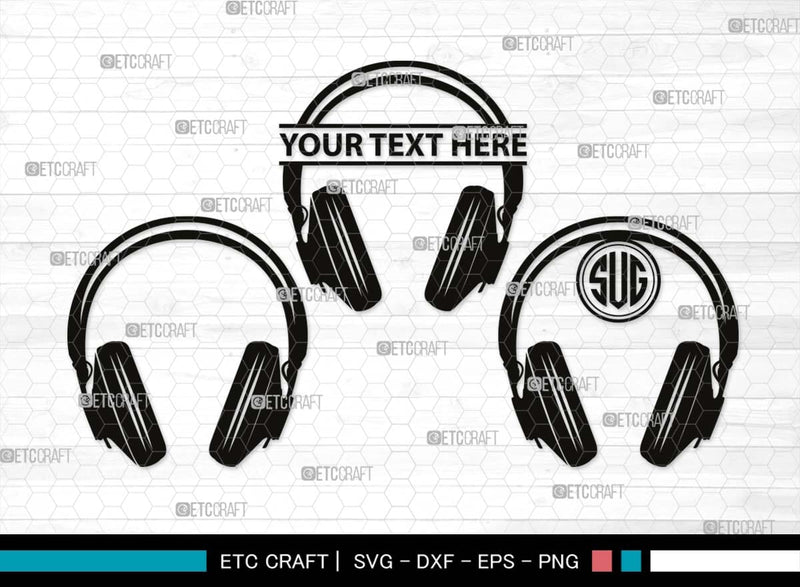 Headphone Monogram, Headphone Silhouette, Headphone SVG, Modern Audio ...