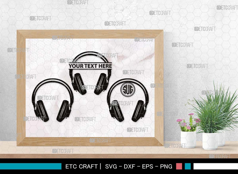 Headphone Monogram, Headphone Silhouette, Headphone SVG, Modern Audio ...