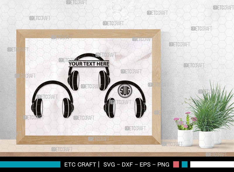 Headphone Monogram, Headphone Silhouette, Headphone SVG, Modern Audio ...