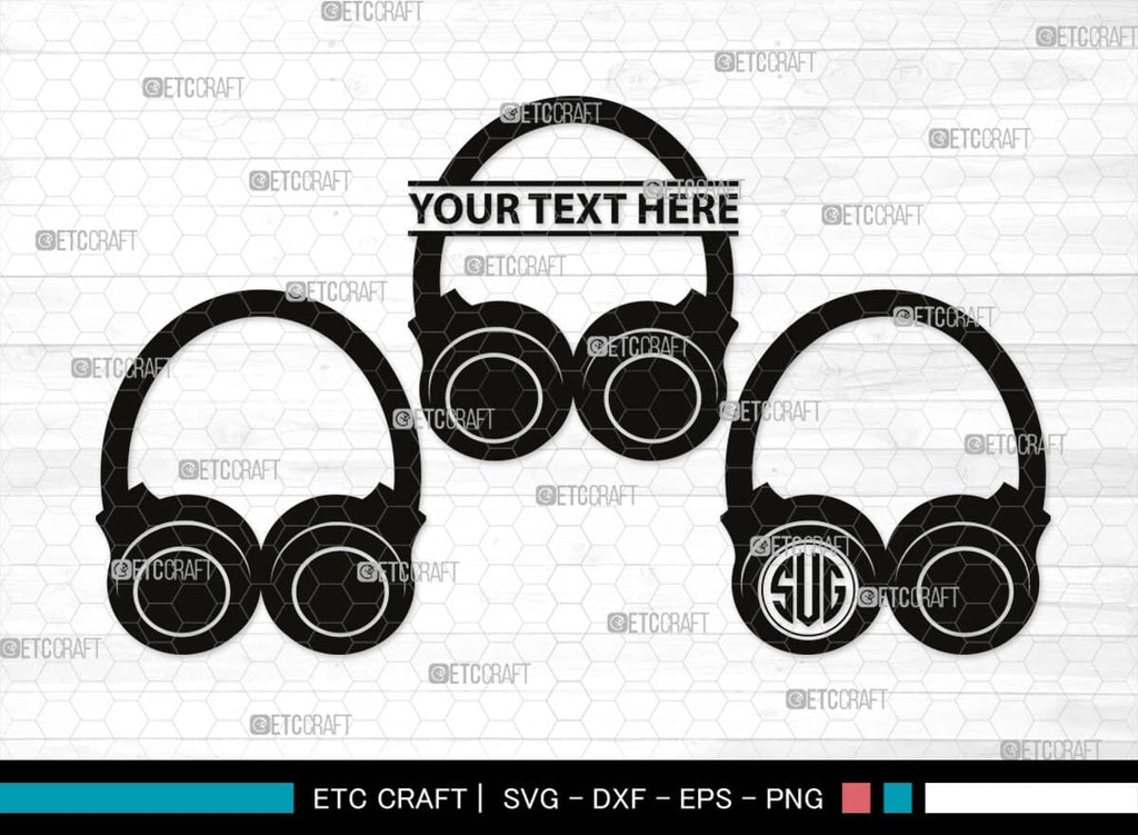 Headphone Monogram, Headphone Silhouette, Headphone SVG, Modern Audio ...