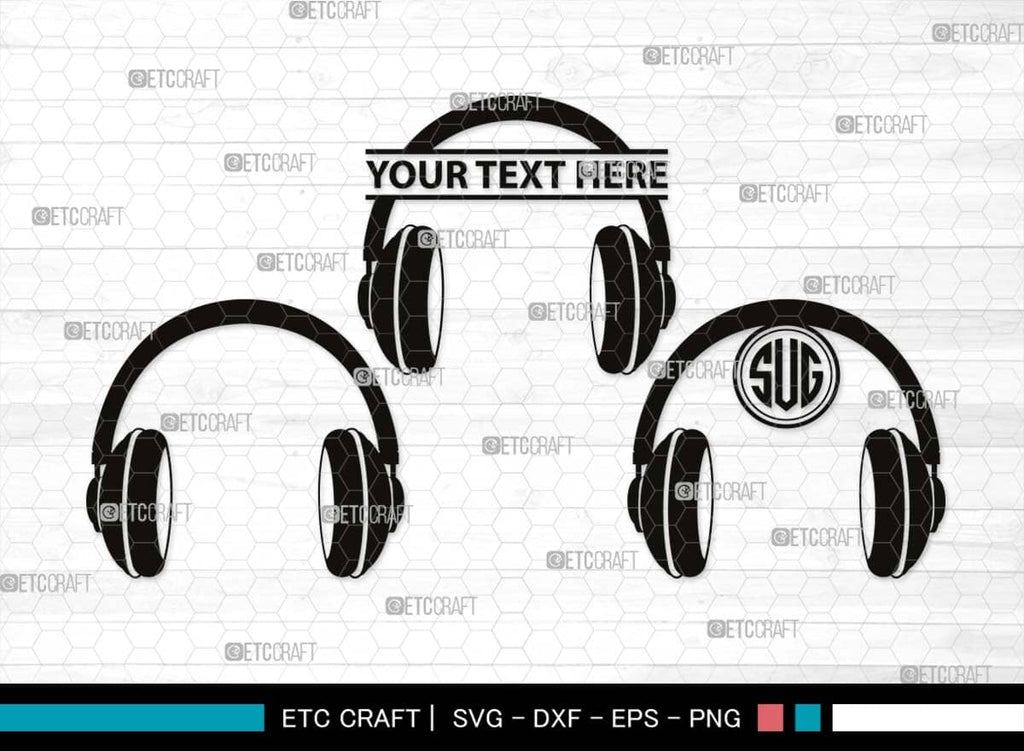 Headphone Monogram, Headphone Silhouette, Headphone SVG, Modern Audio ...