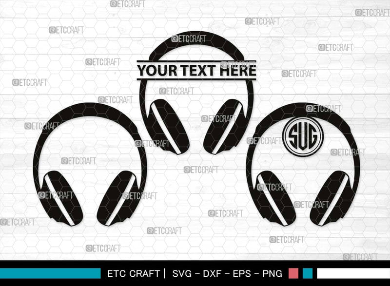 Headphone Monogram, Headphone Silhouette, Headphone SVG, Modern Audio ...