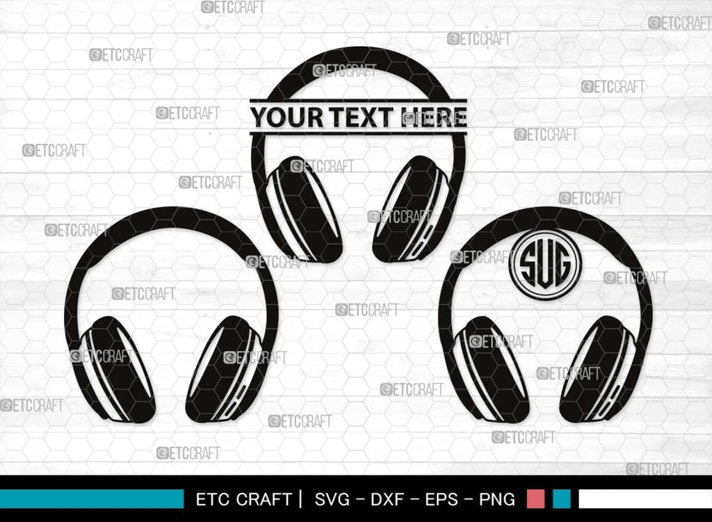 Headphone Monogram, Headphone Silhouette, Headphone SVG, Modern Audio ...