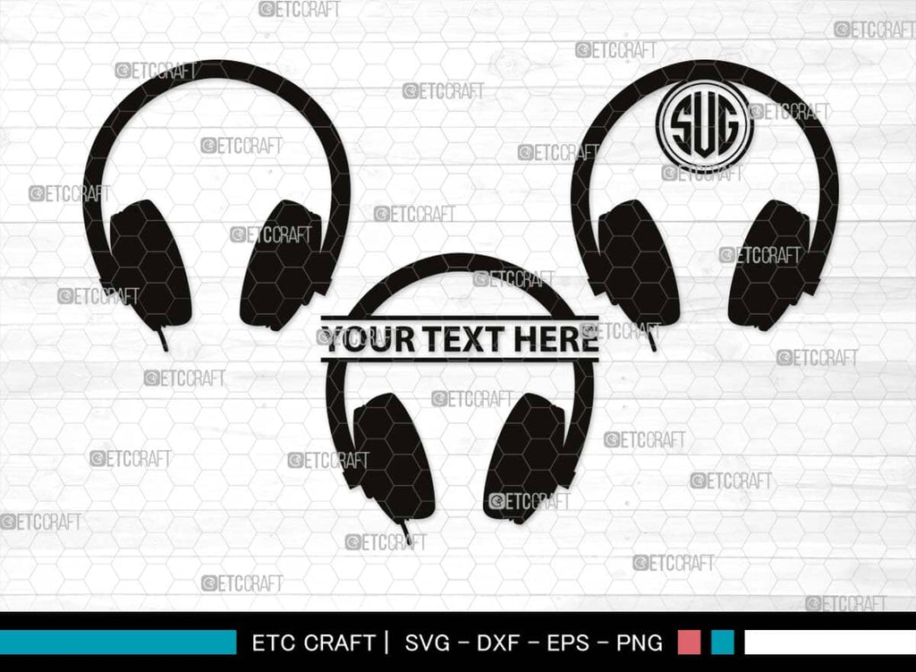 Headphone Monogram, Headphone Silhouette, Headphone SVG, Modern Audio ...