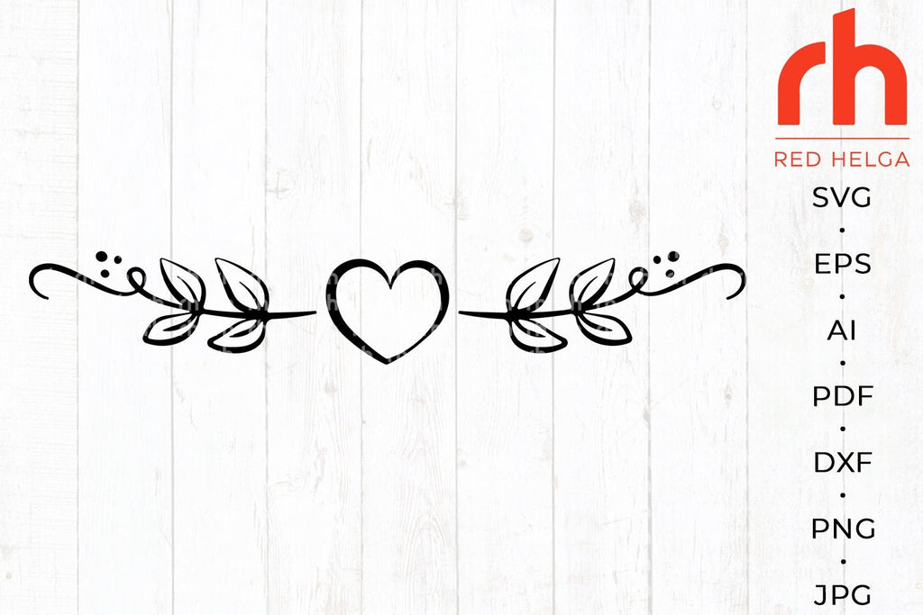 Heart Border SVG - Leaves Divider Cut File - So Fontsy