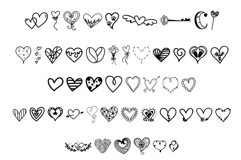 Heart dingbats with ornaments - So Fontsy