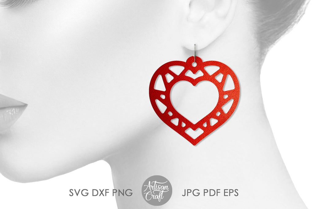 Heart earrings SVG, laser cut files | So Fontsy