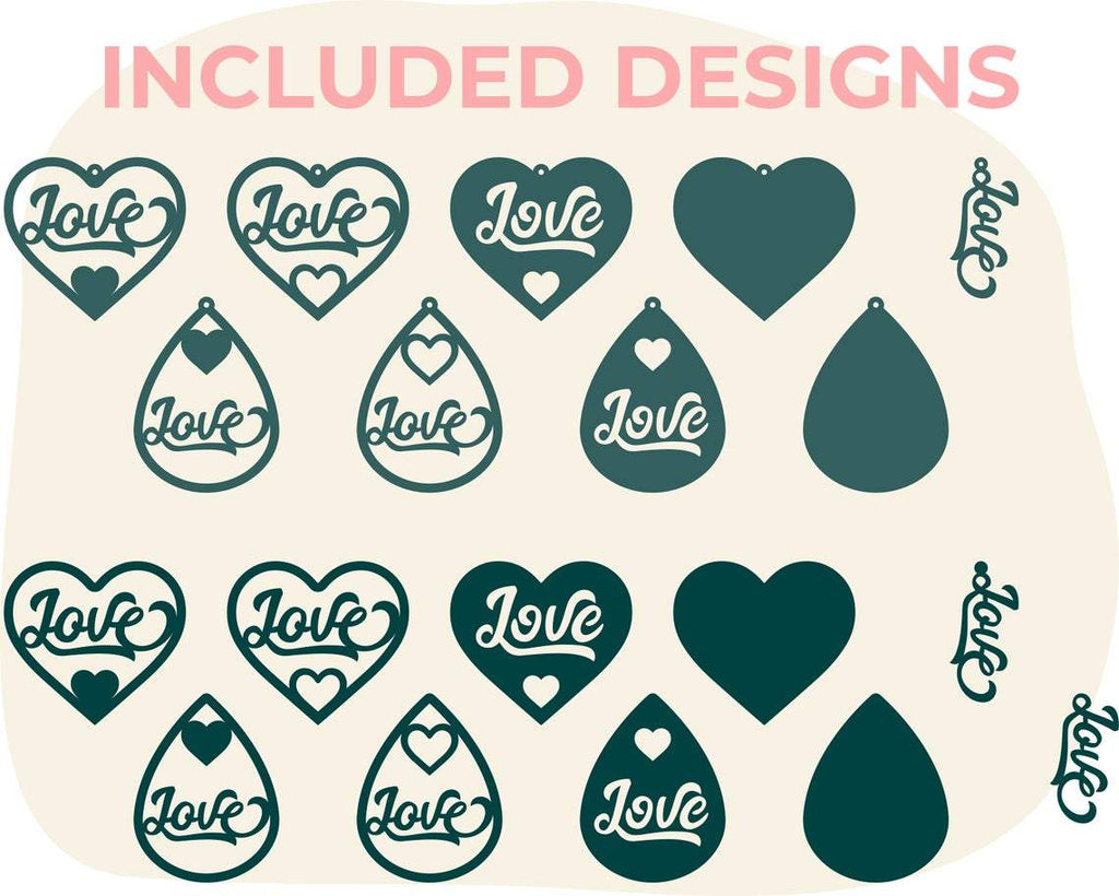 Heart Earring svg, Valentine earring svg, Leather earring svg, love ...