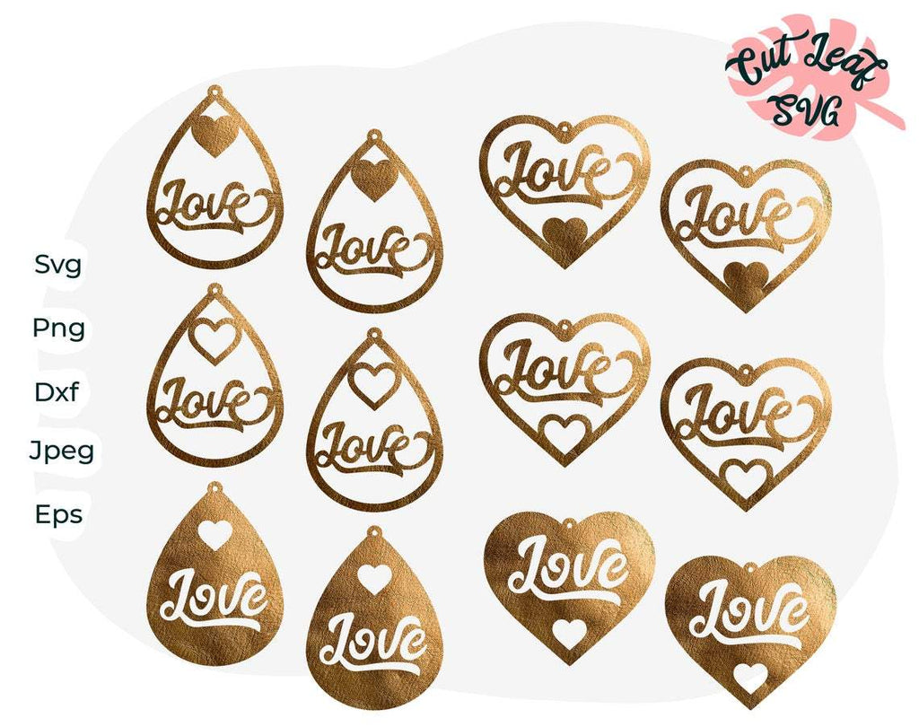 Heart Earring svg, Valentine earring svg, Leather earring svg, love ...