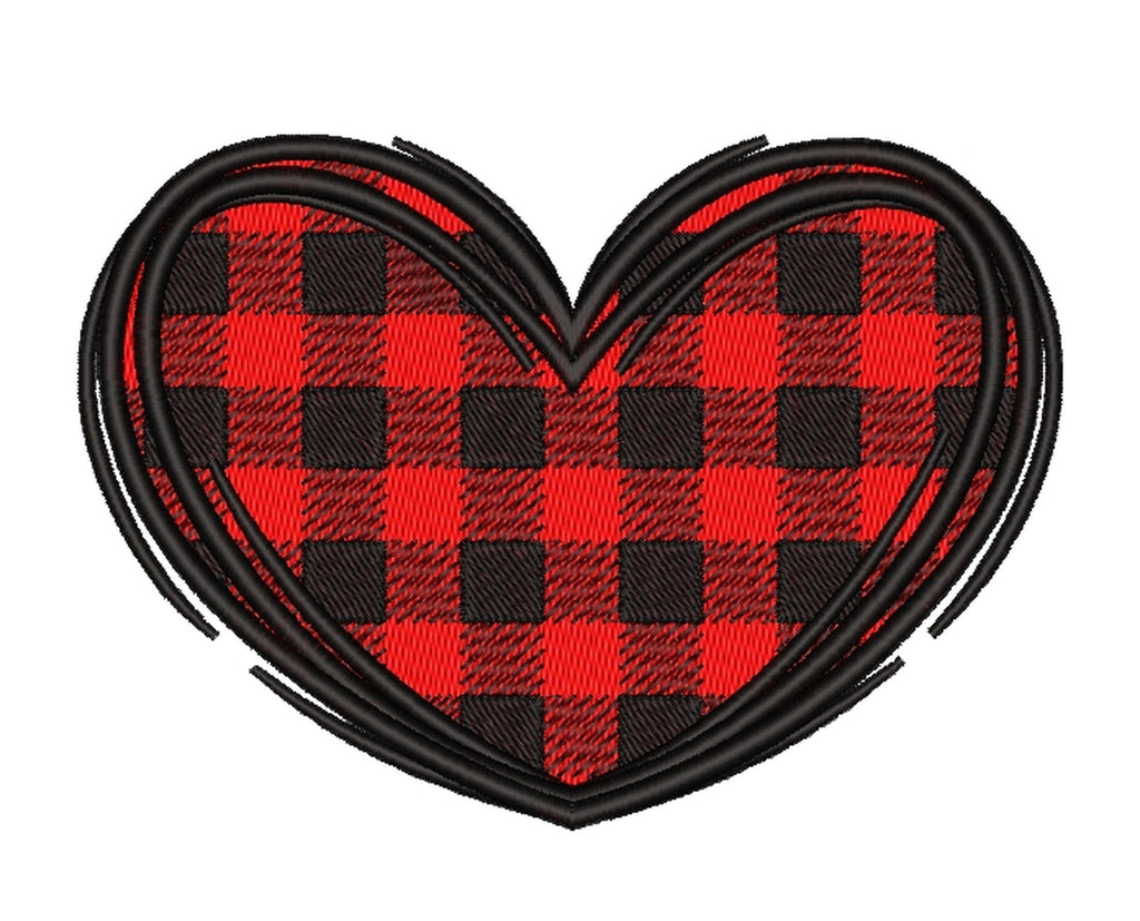 Heart Embroidery Design, Buffalo Plaid Embroidery design, Valentine's ...