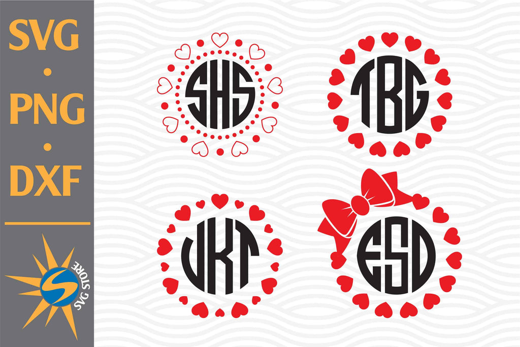 Heart Monogram SVG, PNG, DXF Digital Files Include - So Fontsy