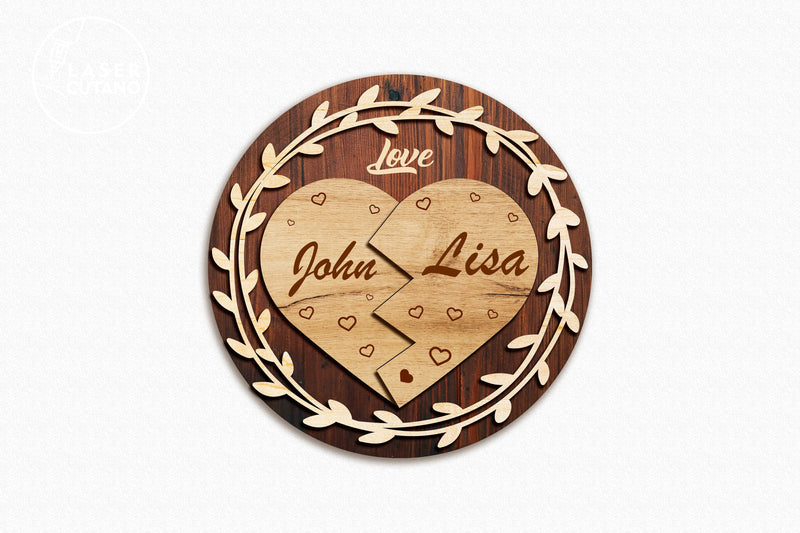Heart Multilayer Wall Art Laser Cut File Love Gift Sign Name Wedding ...