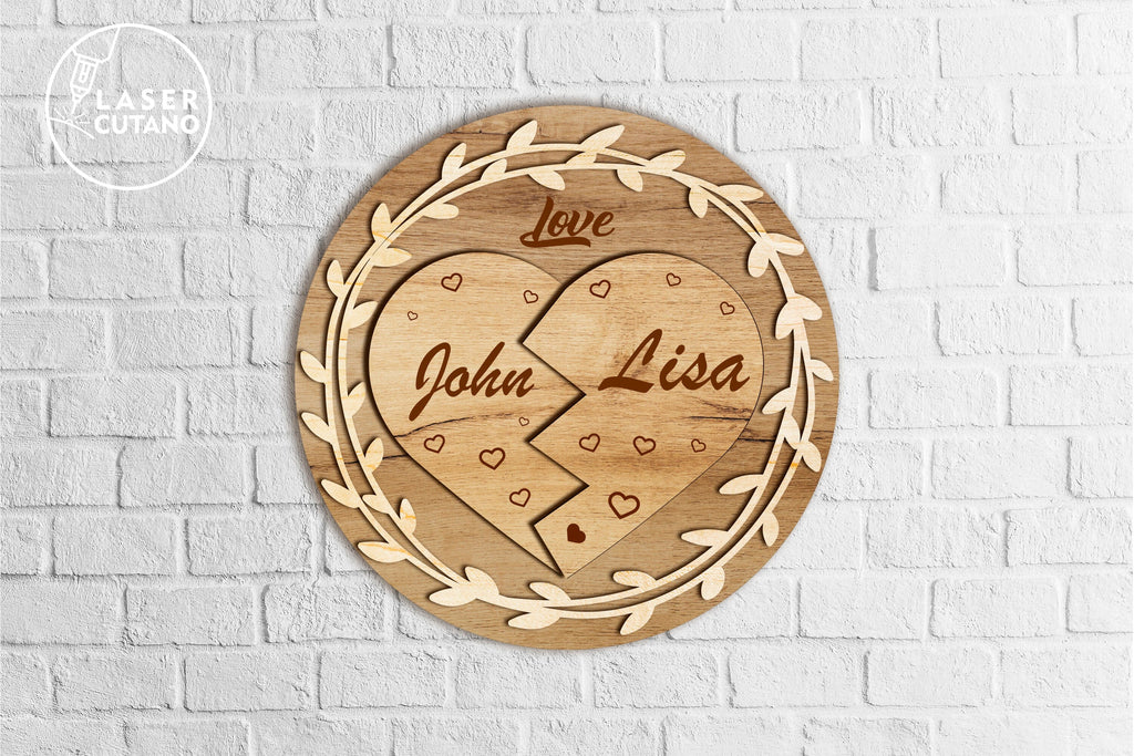 Heart Multilayer Wall Art Laser Cut File Love Gift Sign Name Wedding ...