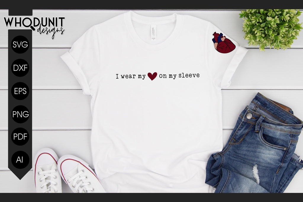 Heart on Sleeve SVG | Anatomical Heart cut file | Human heart - So Fontsy